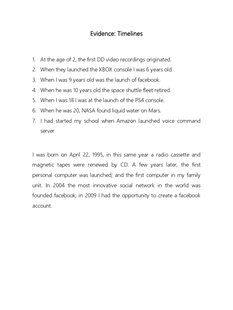 Evidence Timelines | PDF | Young Adult