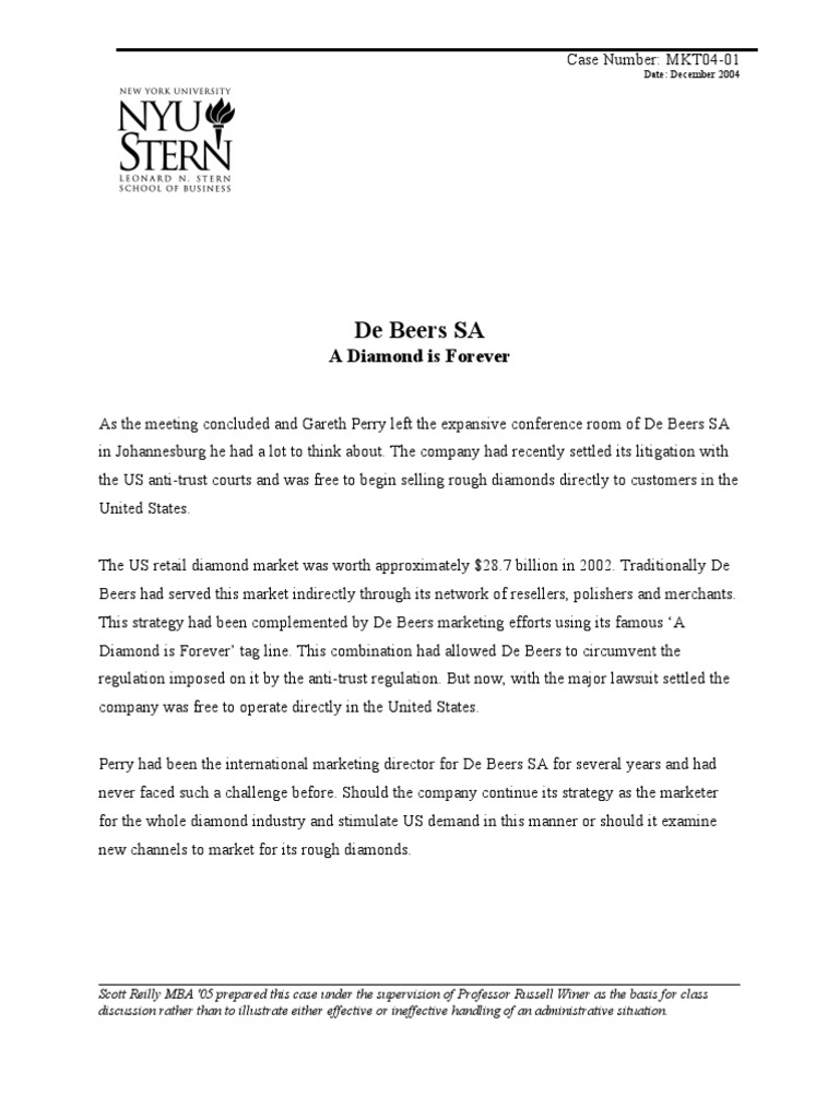 De Beers Case | PDF | Diamond | Retail