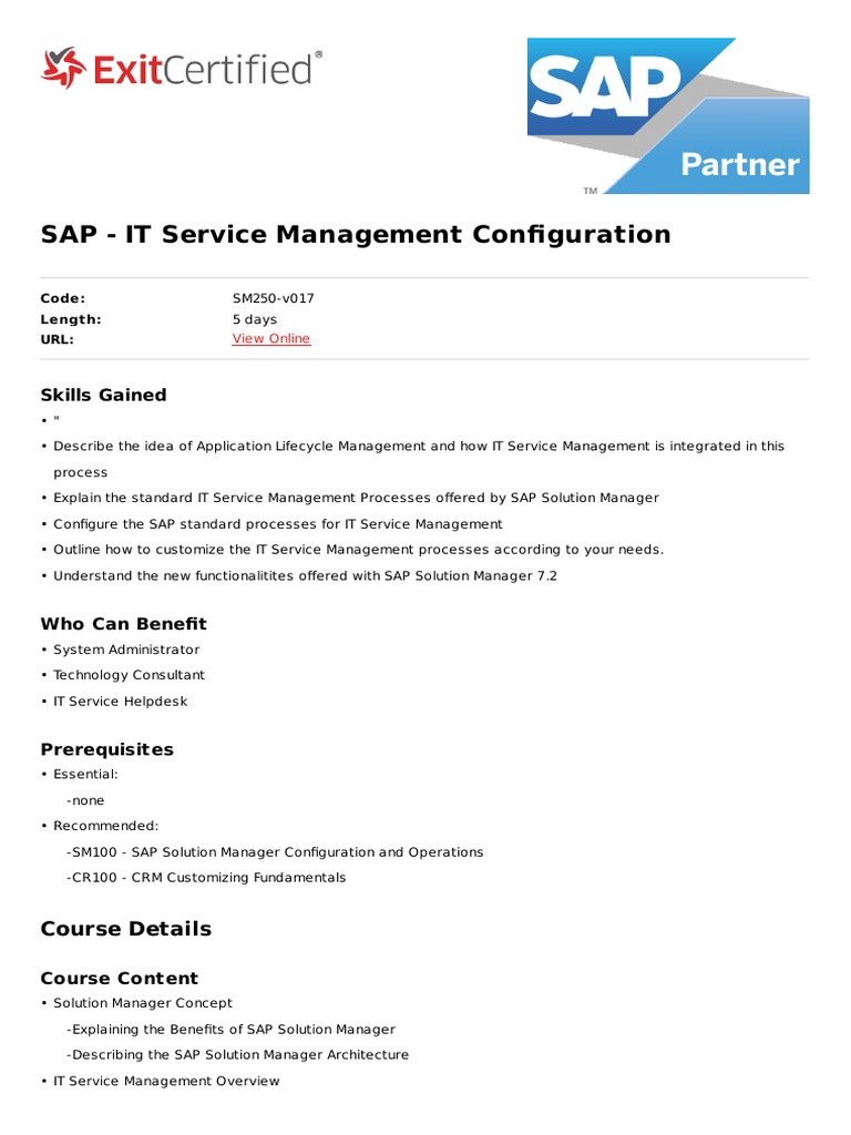 It Service Management Configuration | PDF | It Service Management | Sap Se