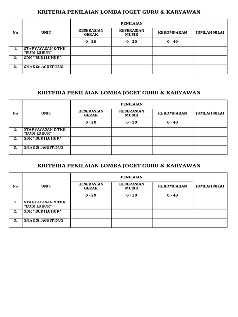 Kriteria Lomba | PDF