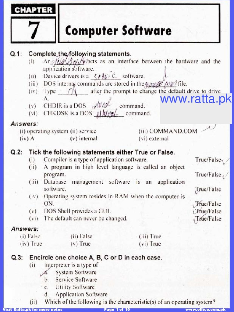 Important Notes of 9th Class Computer Science Chapter 7 | PDF | Dos ...