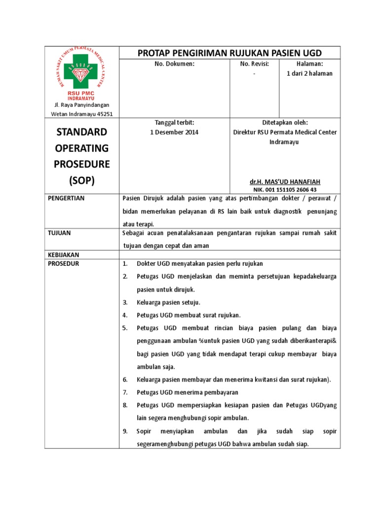 Sop Rujukan Ugd Pasien BPJS Kesehatan | PDF
