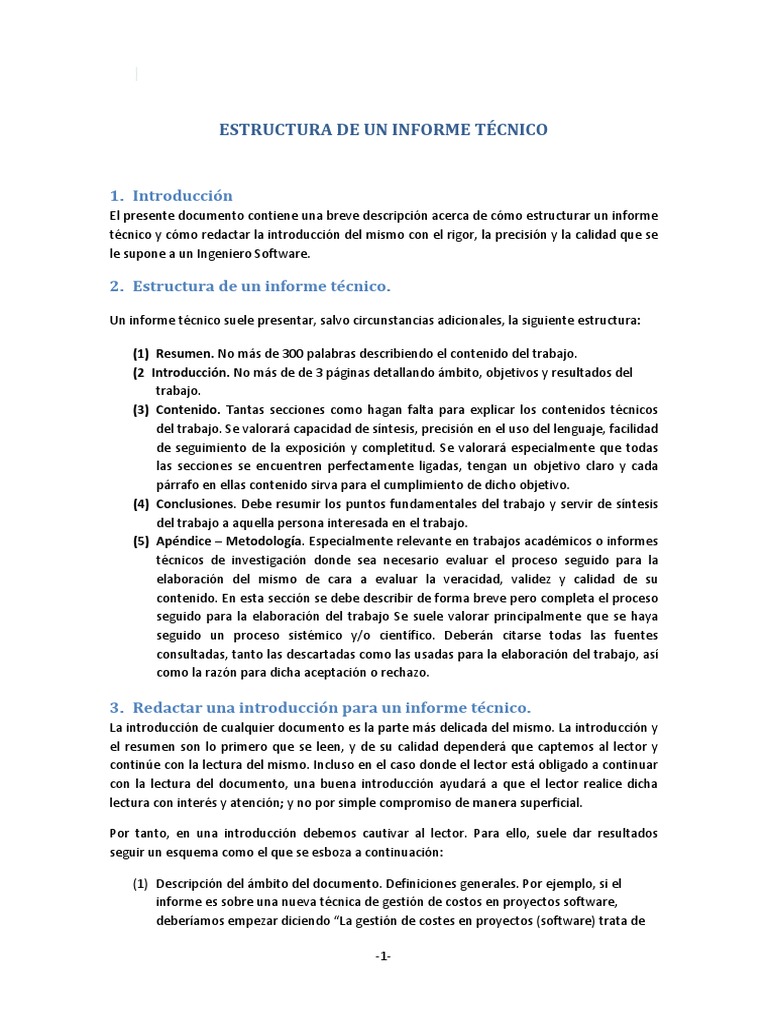 Ejemplo De Esquema De Documento Técnico