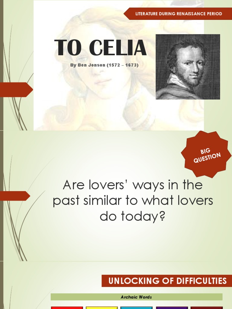 Analysis of Ben Jonson's Poem "To Celia | PDF | Poems | Poetry