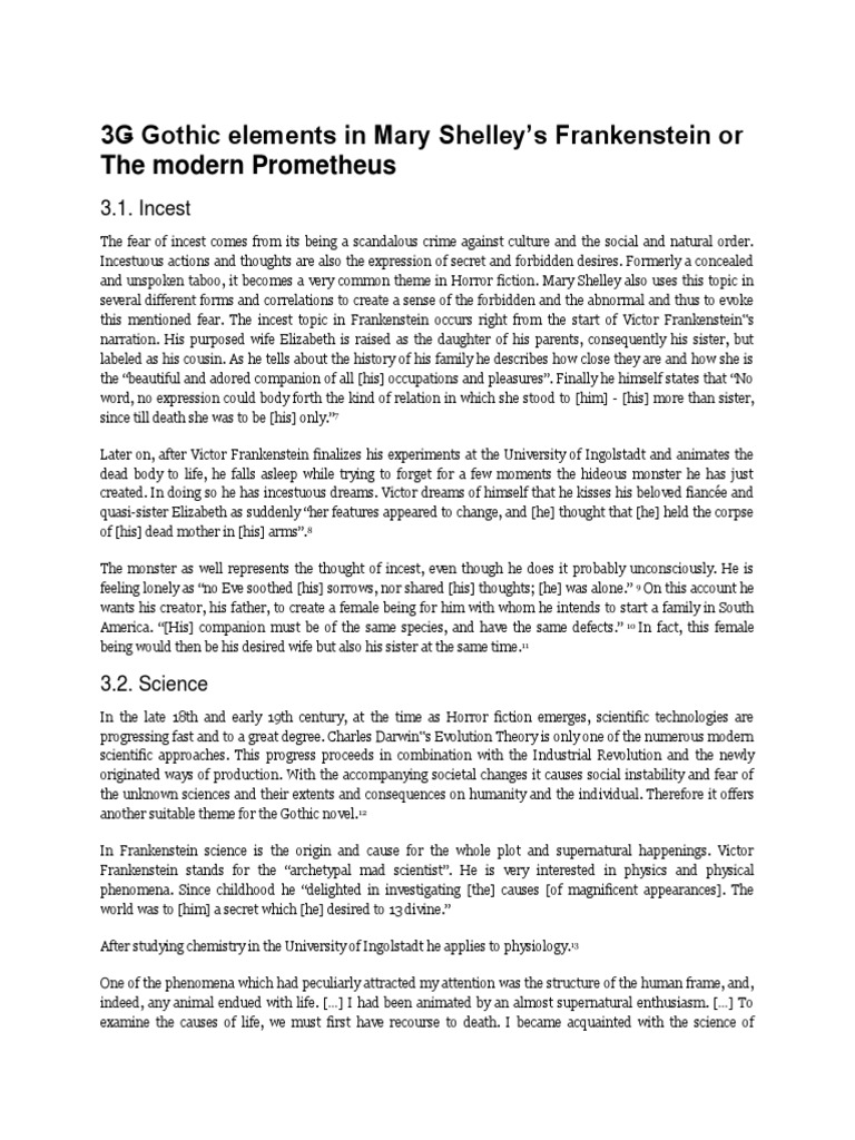 3Ǥ Gothic Elements in Mary Shelley | PDF | Frankenstein