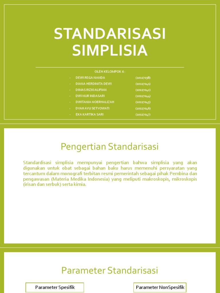Standarisasi Simplisia Kelompok 6 | PDF