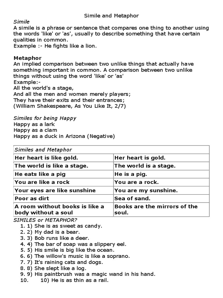 Metaphor Examples for Kids | Metaphor | Nature