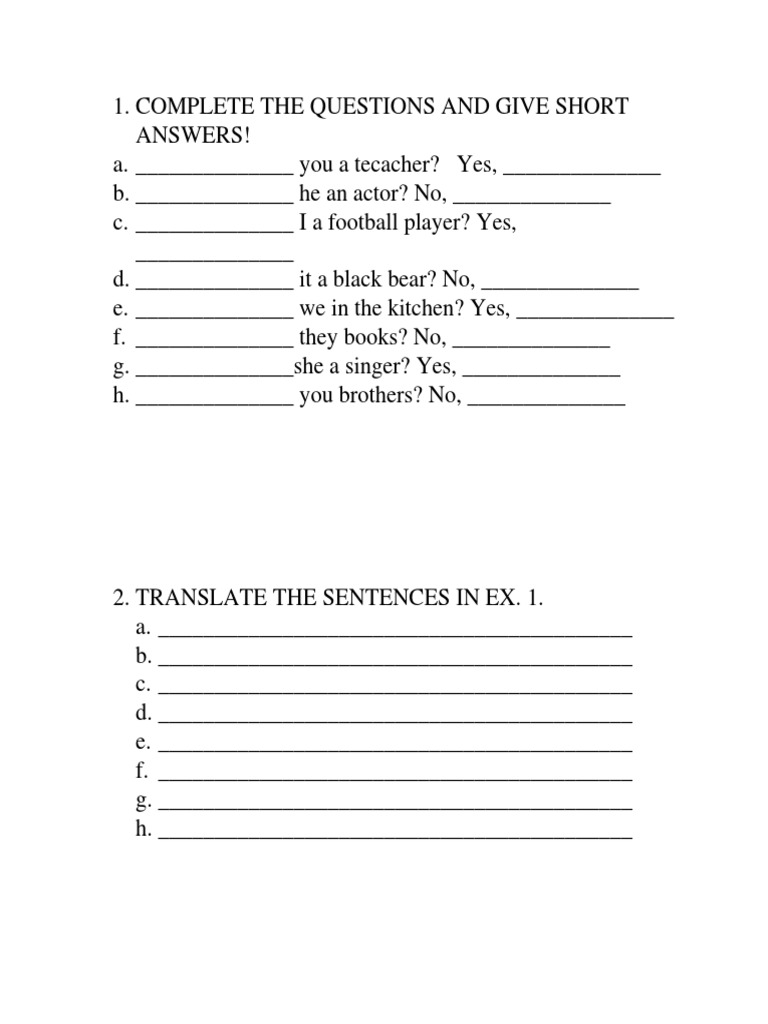 Complete The Questions and Give Short Answers | PDF