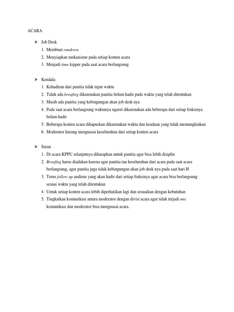 Evaluasi Acara | PDF