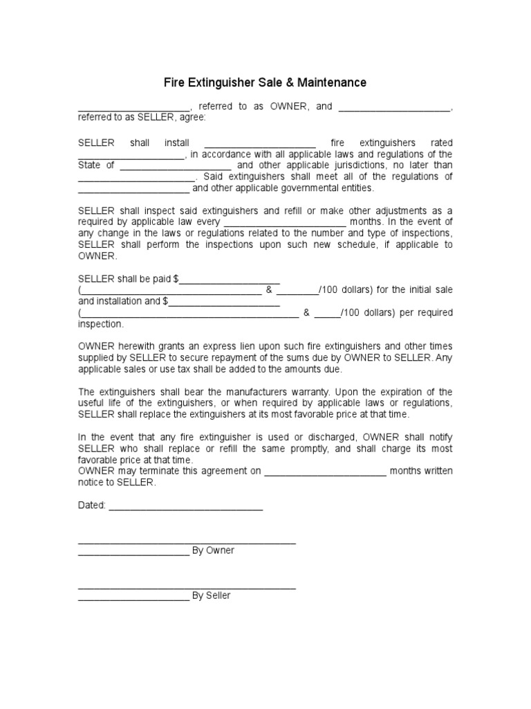 Fire Extinguisher Sale & Maintenance Agreement | PDF | Use Tax ...