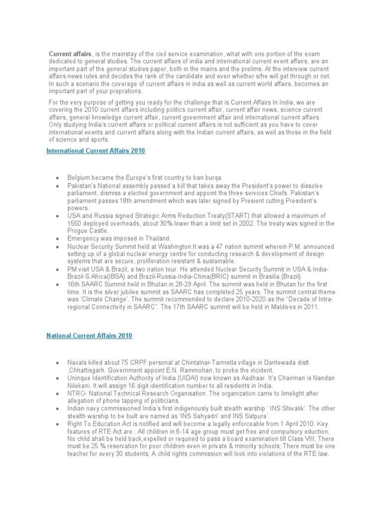 Current Affairs | PDF