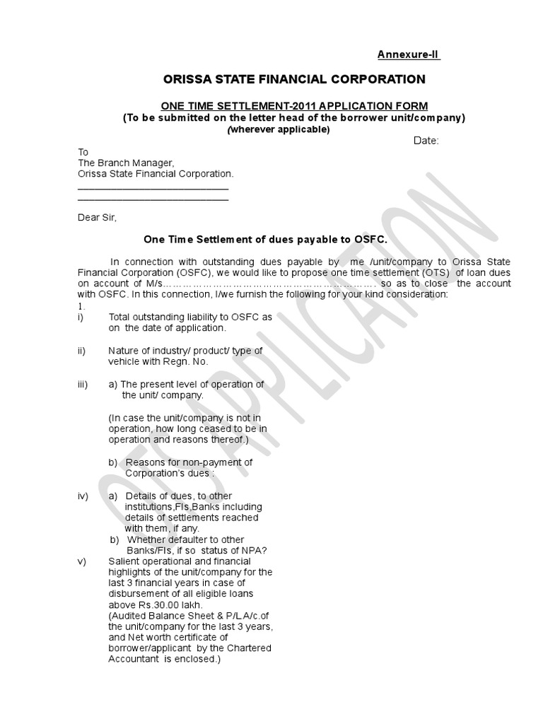 Ots 2011 Application Format Acknowledgement | PDF | Loans | Banks