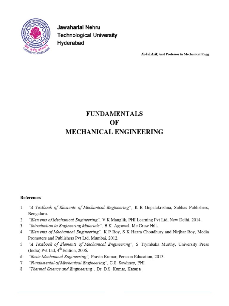 Fundamentals of Mechanical Engineering - Notes | PDF | Fuels ...