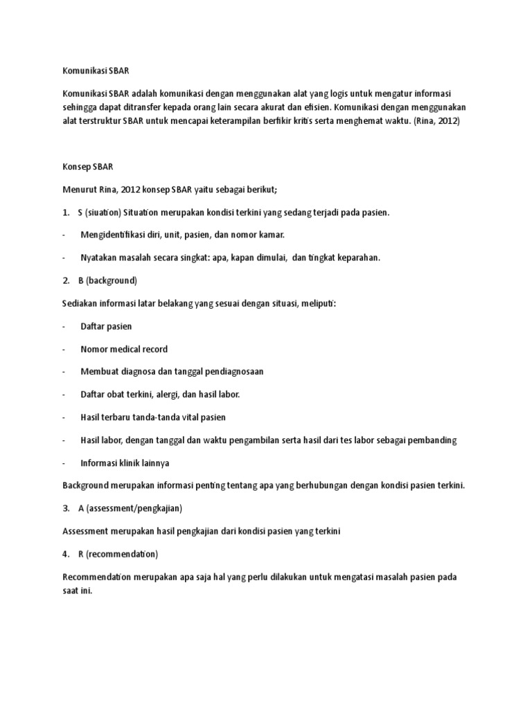 Panduan Komunikasi SBAR Efektif | PDF
