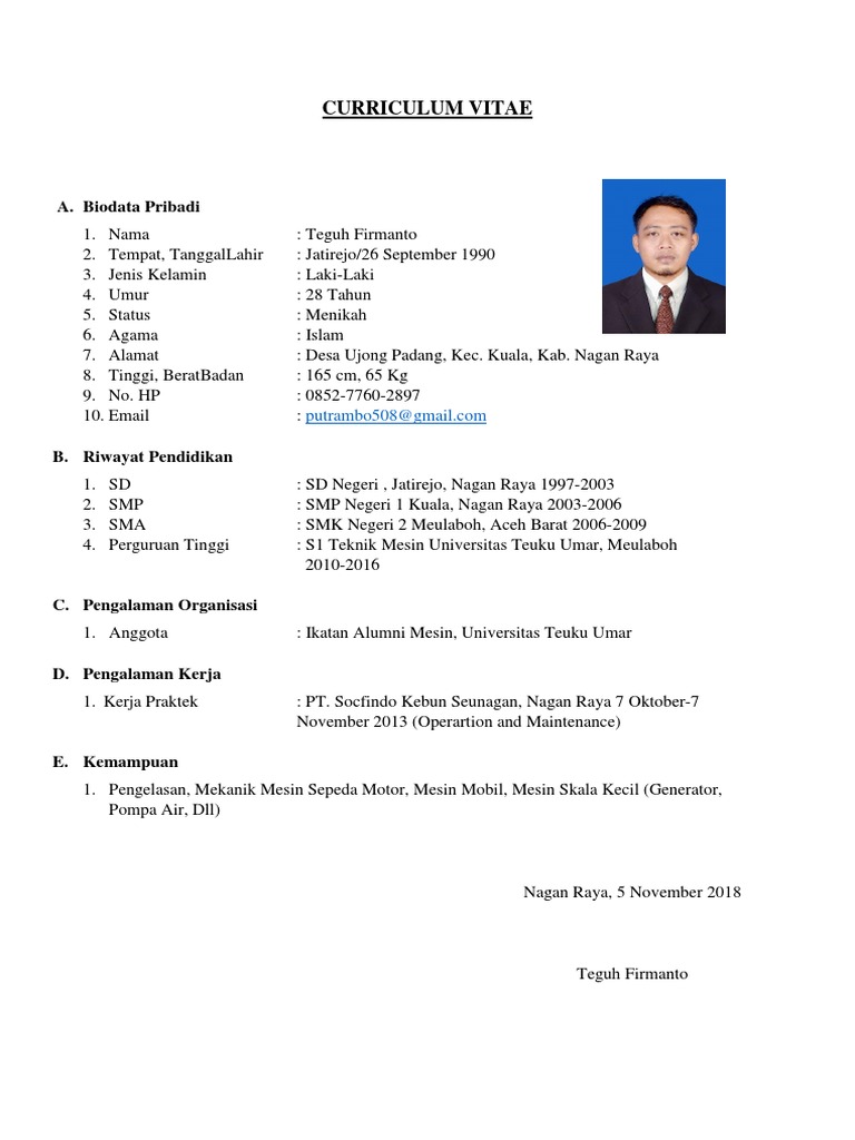 CV Teguh Firmanto, S.T | PDF