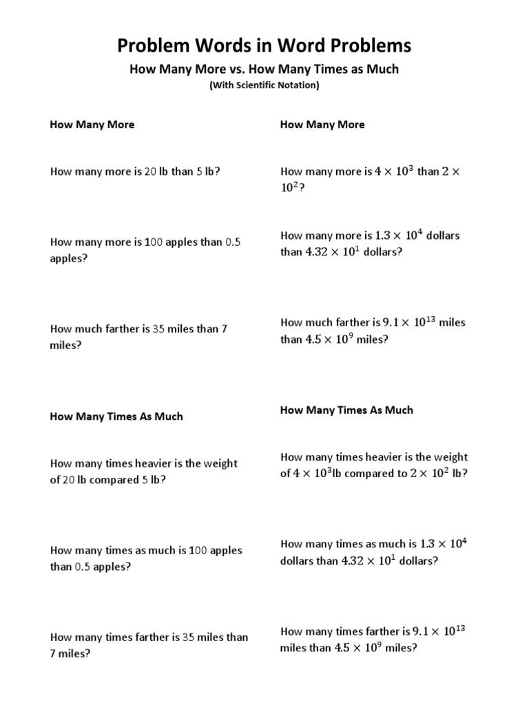 Scientific Notation Word Problem Help | PDF