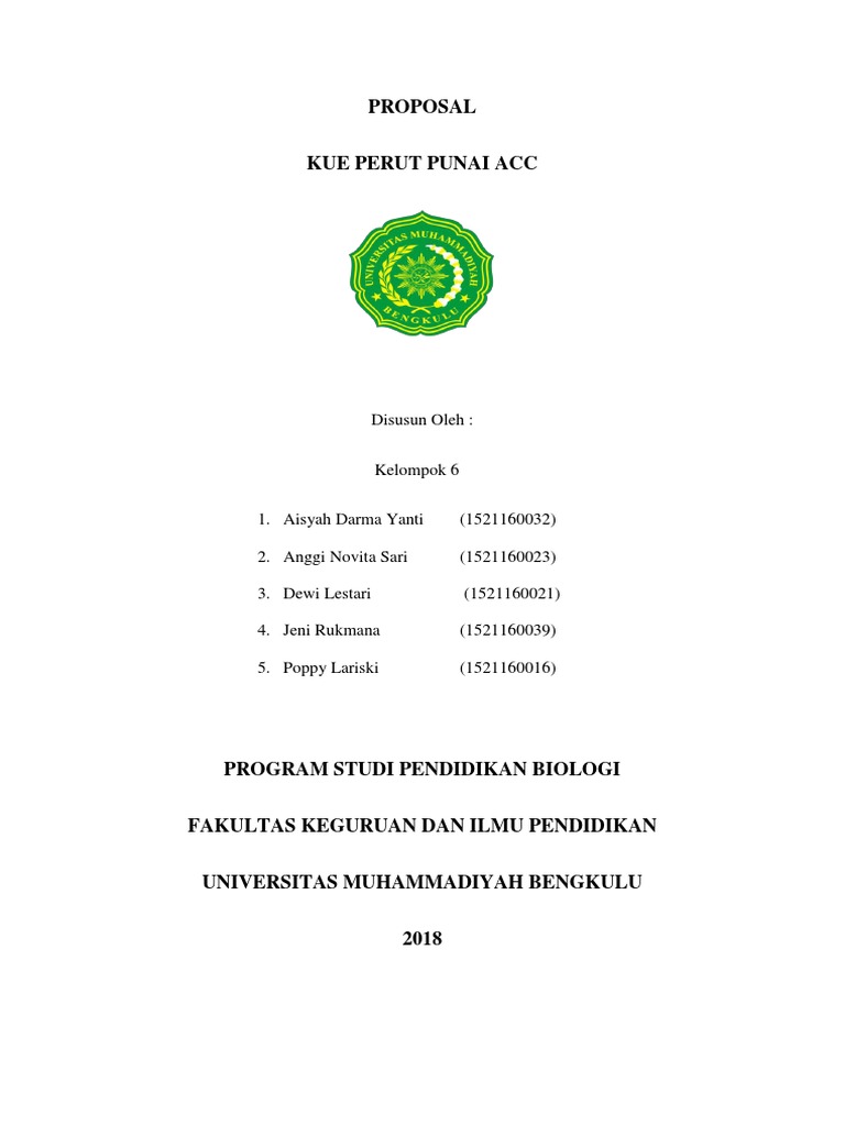 Proposal Kue Perut Punai ACC 2018 | PDF