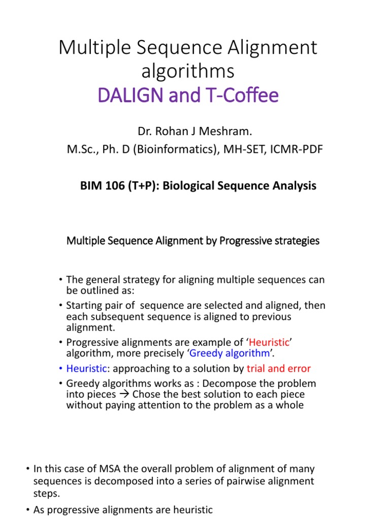 1 T Coffee Dalign 18 | PDF | Sequence Alignment | Phylogenetics