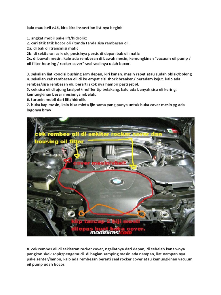E46 Inspection List | PDF