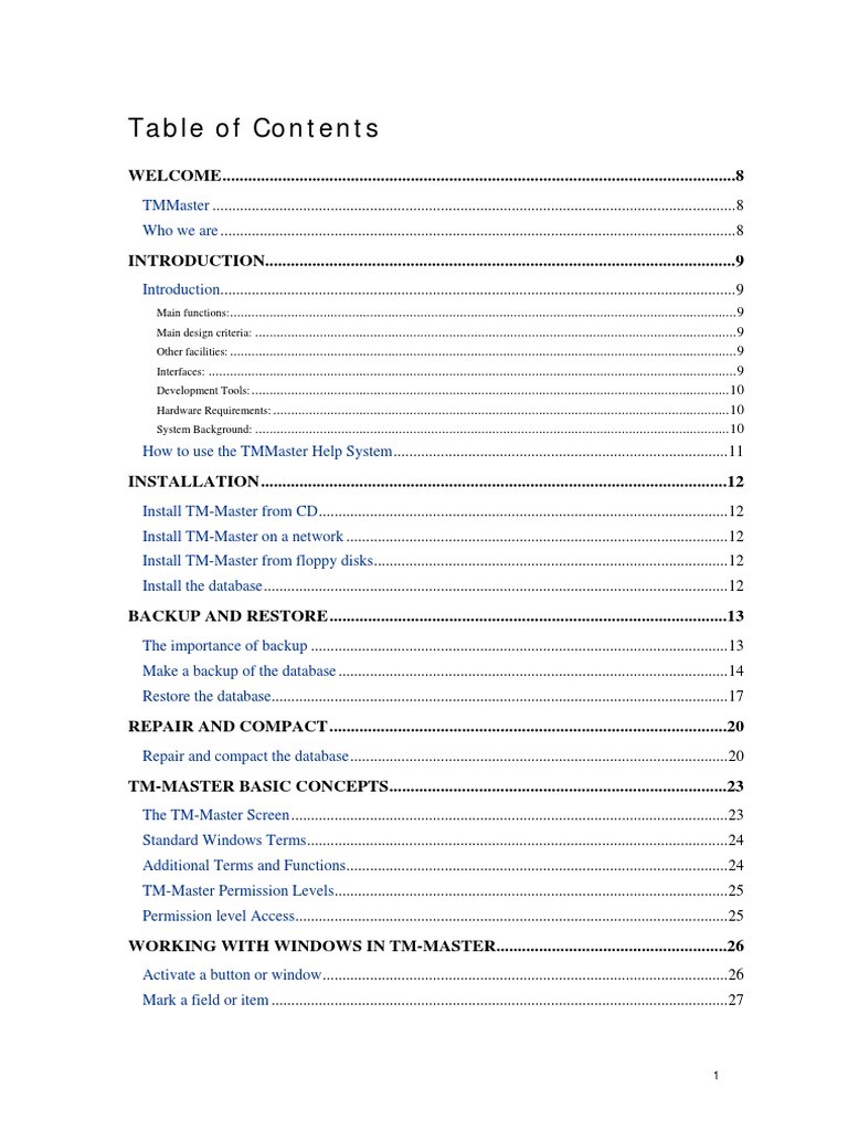 TM Master Manual | Backup | Computer File