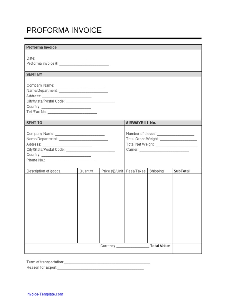 Proforma Invoice Template