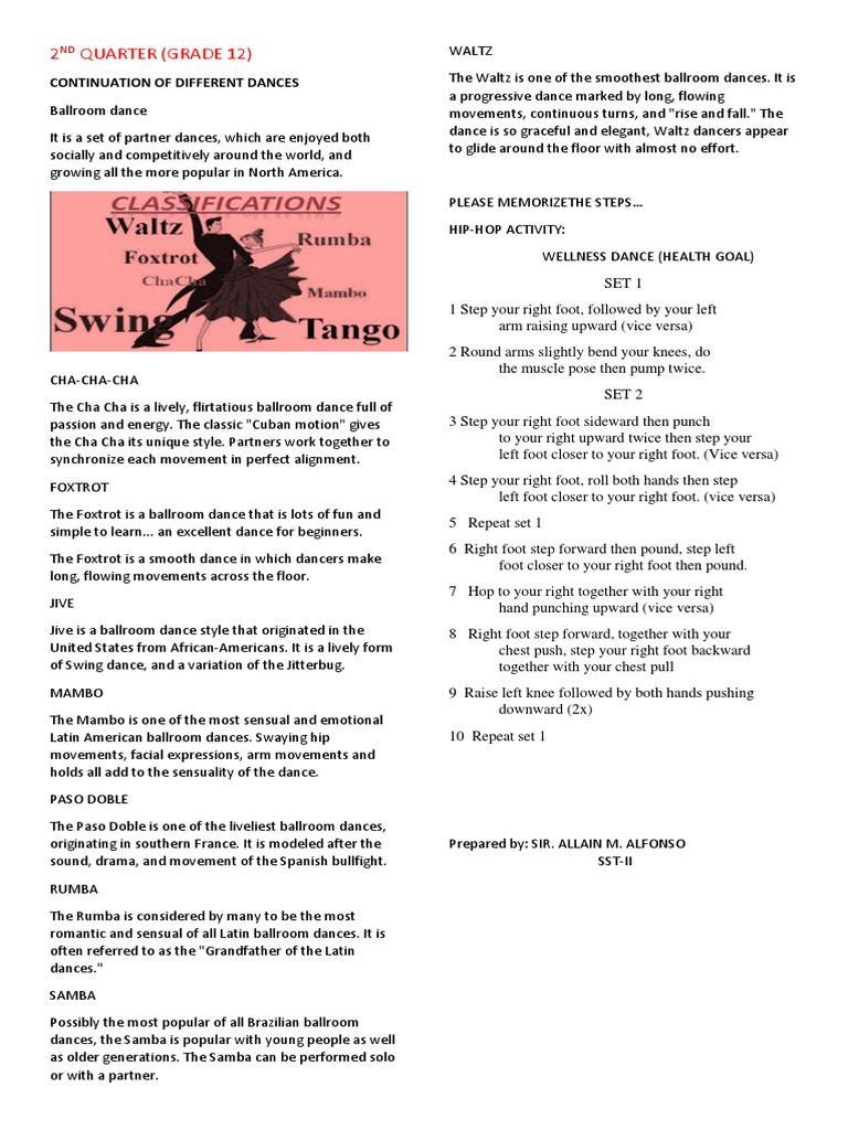 2 Quarter (Grade 12) : Continuation of Different Dances | PDF ...