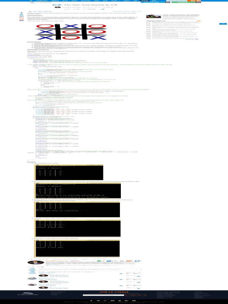 Tic-Tac-Toe Game in C# | PDF | Share Point | Computer Engineering