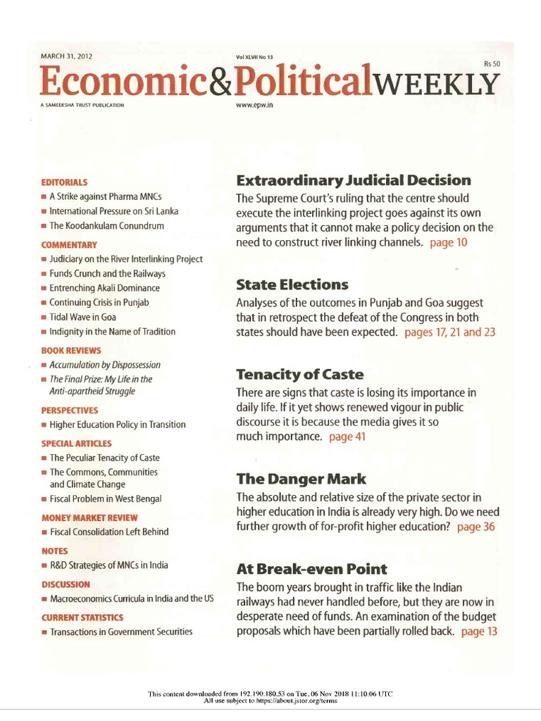 Economic and Political Weekly Vol. 47, No. 14, APRIL 7, 2012 | PDF ...