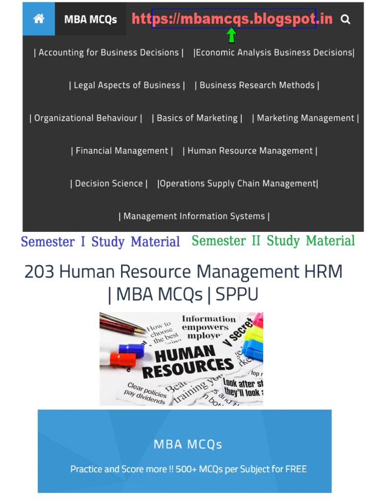HRM MCQs - Human Resource Management MCQs | PDF | Human Resource ...