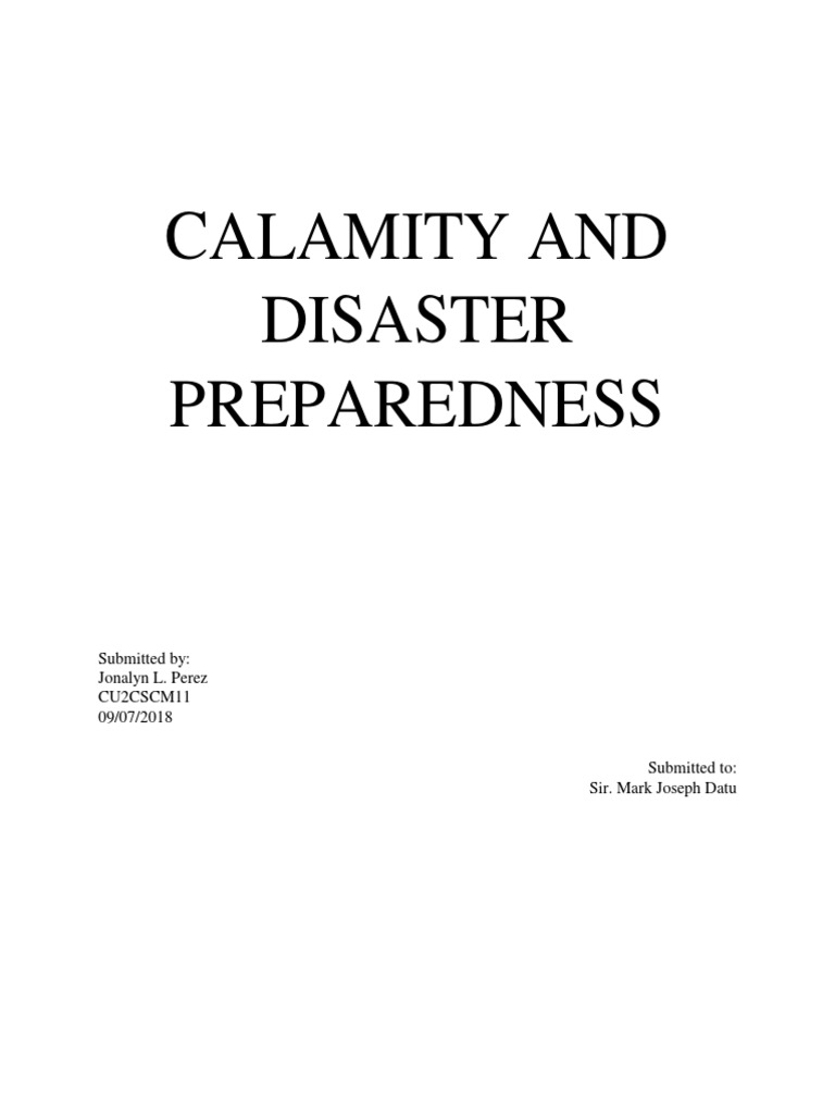Calamity and Disaster Preparedness Guide | PDF
