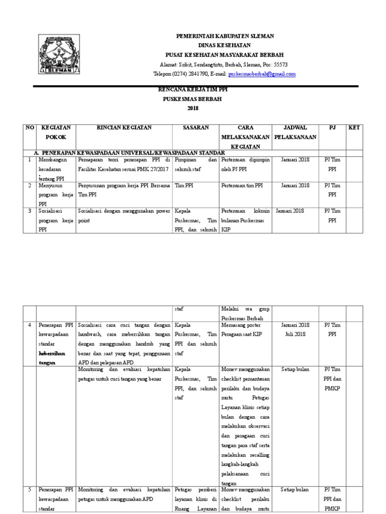 Rencana Kerja Tim PPI | PDF