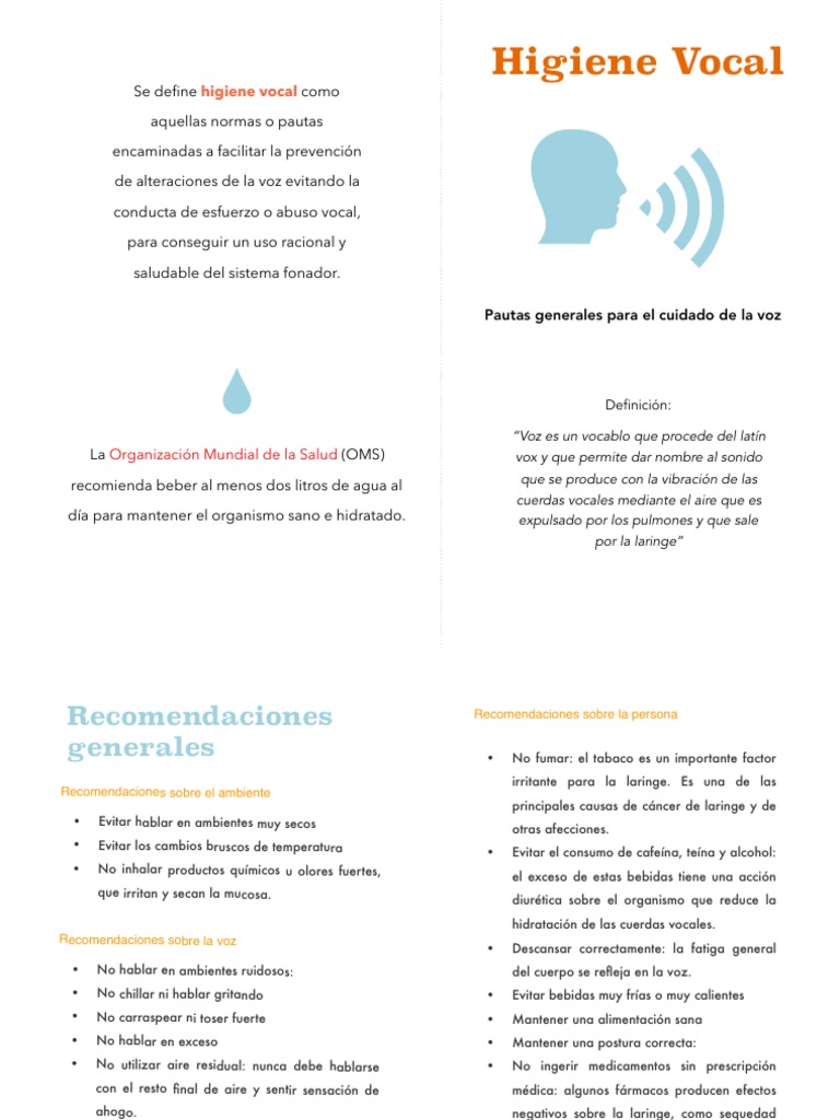 Pautas de Higiene Vocal | PDF | Especialidades Medicas | Salud y bienestar
