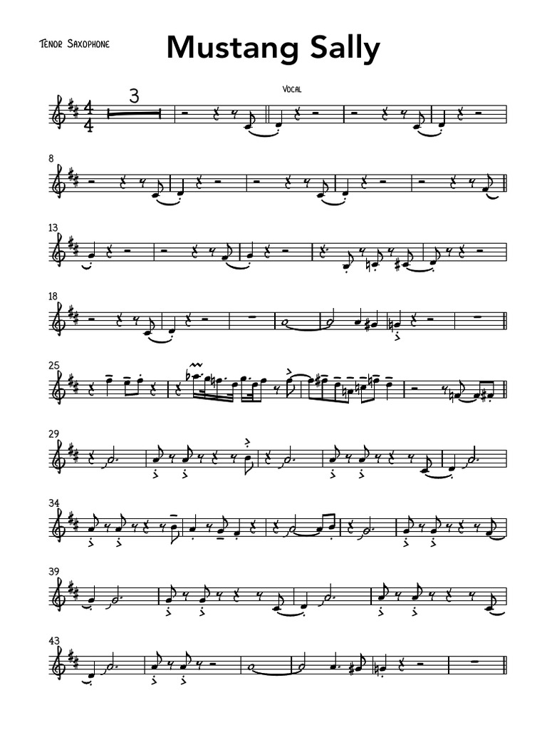 Mustang Sally - Tenor Saxophone | PDF