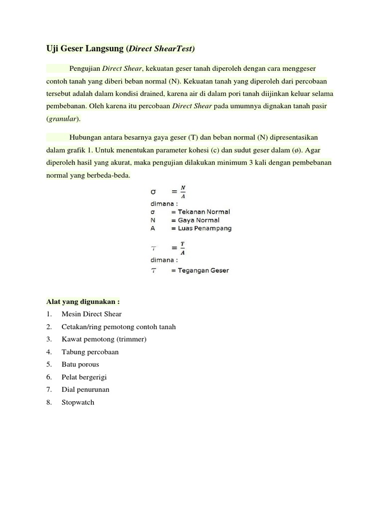 Uji Geser Langsung | PDF
