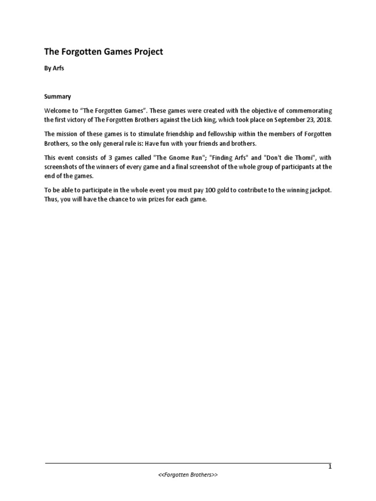 The Forgotten Games Project | PDF | Leisure