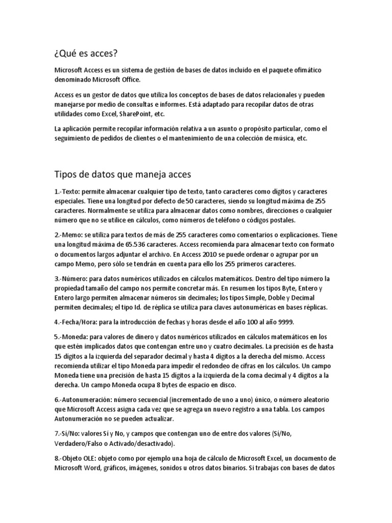 Qué es Microsoft Access y sus tablas | PDF | Tabla (base de datos ...