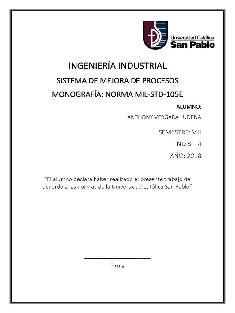 Monografía - Norma Militar Estandar | PDF | Muestreo (Estadísticas ...