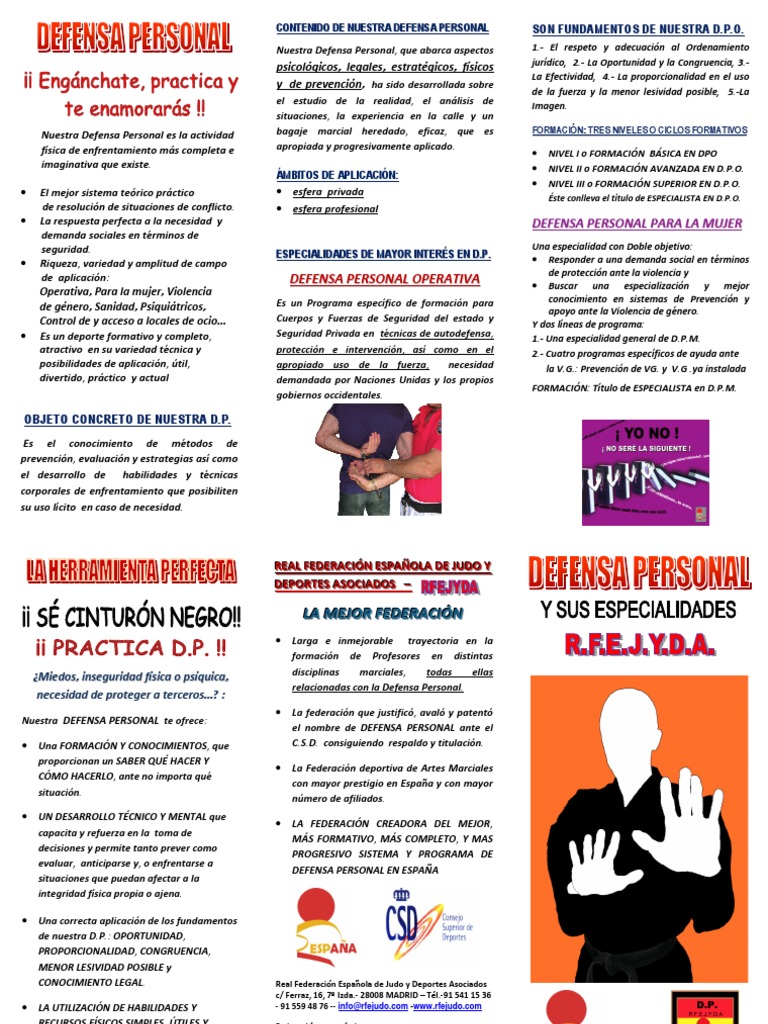 PDF DEFENSA PERSONAL Tríptico Defensa Personal y Especialidades