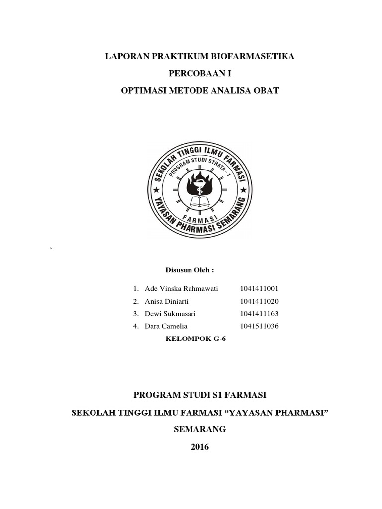 p1. Optimasi Metode Analisa Obat | PDF | Pengembangan Diri | Kesehatan ...