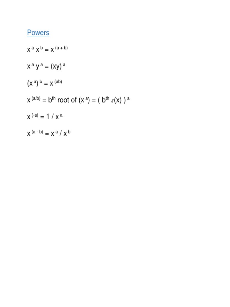 Maths - Power Equations | PDF