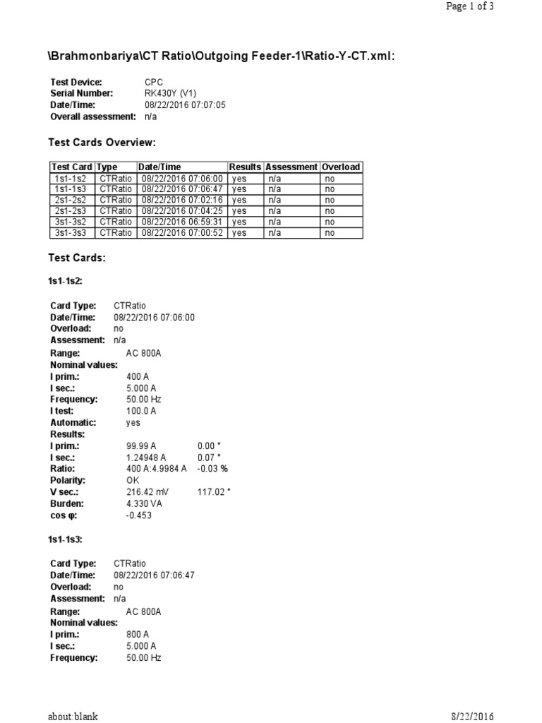 Brahmonbariya/CT Ratio/Outgoing Feeder-1/Ratio-Y-CT - XML | PDF ...