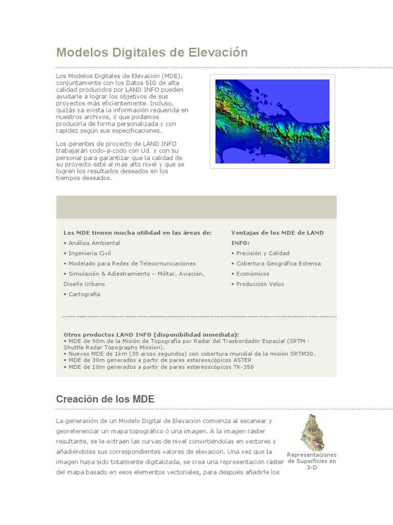 Modelos Digitales de Elevación de LAND INFO | PDF | Mapa | Datos geográficos e información
