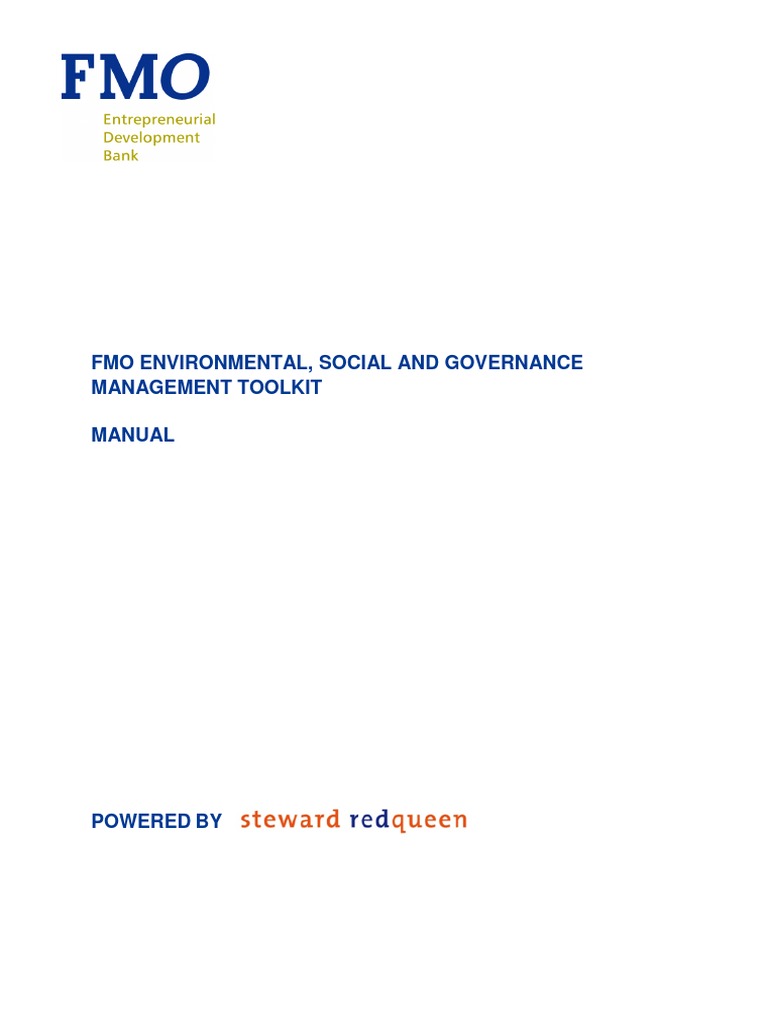 FMO ESG Toolkit Manual | PDF | Governance | Board Of Directors