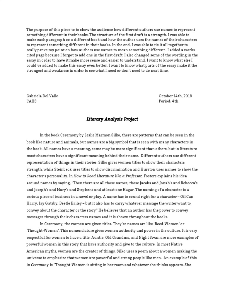 Literary Analysis Project Final Draft 1 | PDF | Poetry