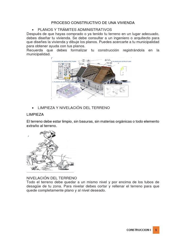 PROCESO CONSTRUCTIVO DE UNA VIVIENDA.docx | Fundación (Ingeniería) | Elementos arquitectónicos