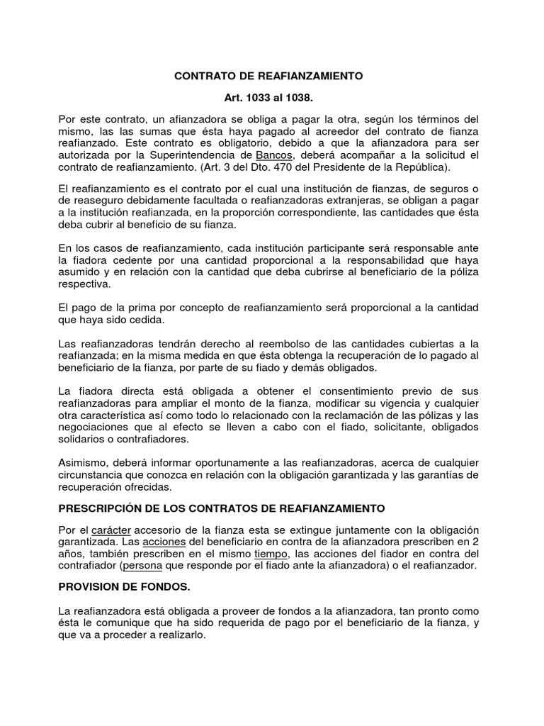 Reafianzamiento Mercantil | PDF | Póliza de seguros | Seguro