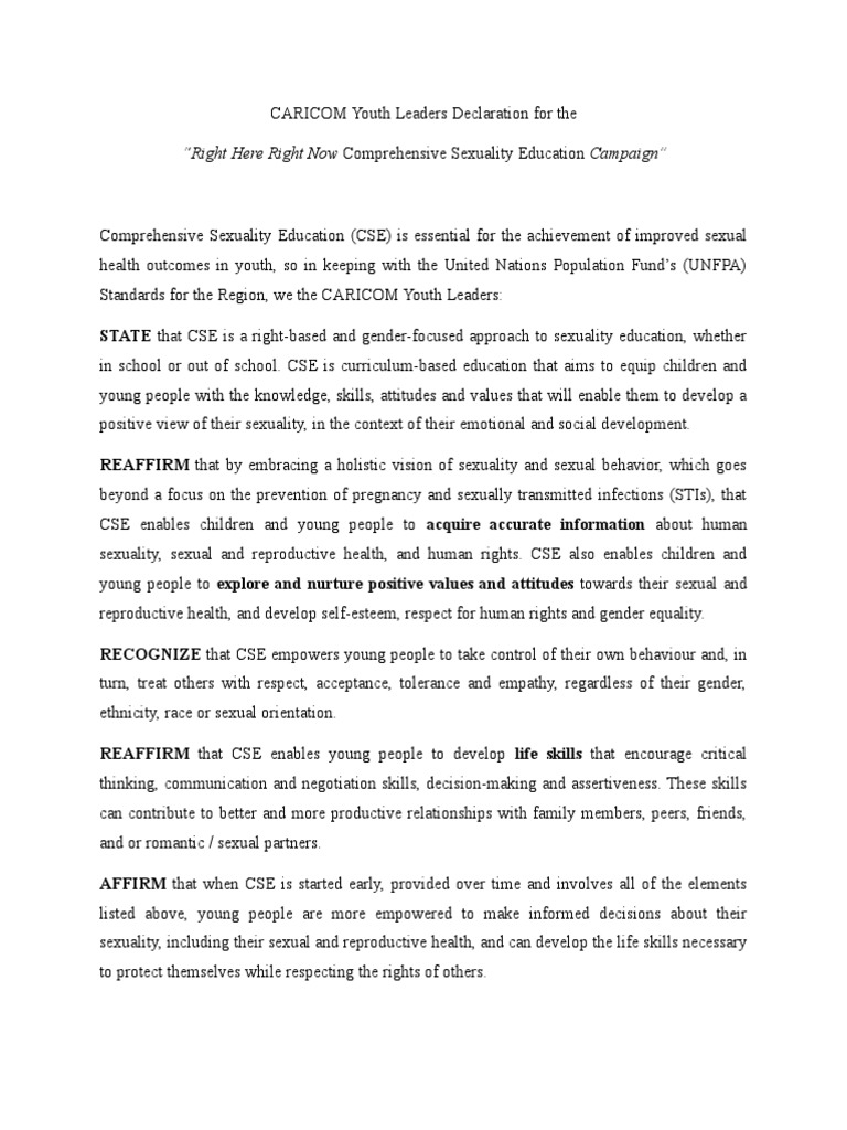 Cse Declaration Pdf Sex Education Psychology