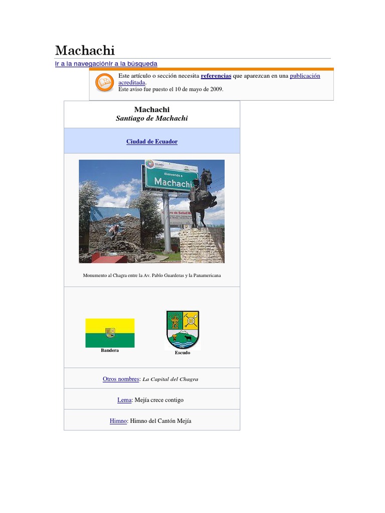 Bandera y escudo de Machachi, Ecuador | PDF | Viajes y turismo