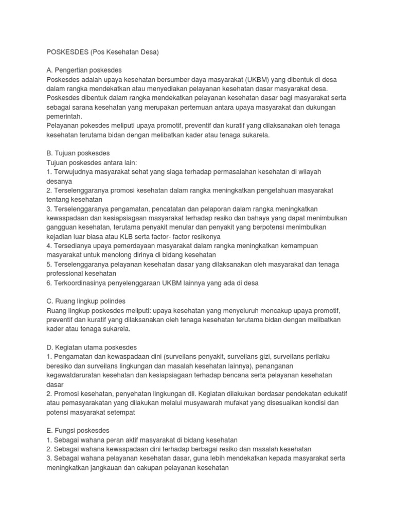 Konsep Dasar Poskesdes | PDF