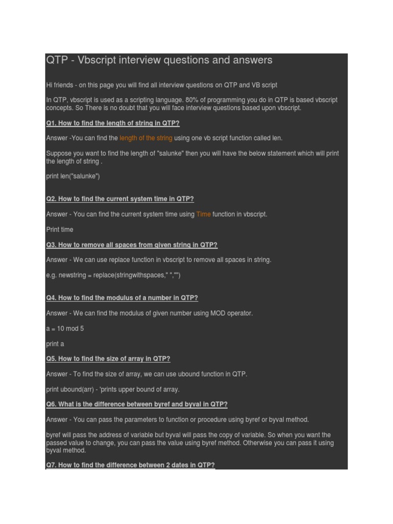QTP Interview Questions | PDF | Object (Computer Science) | Xml